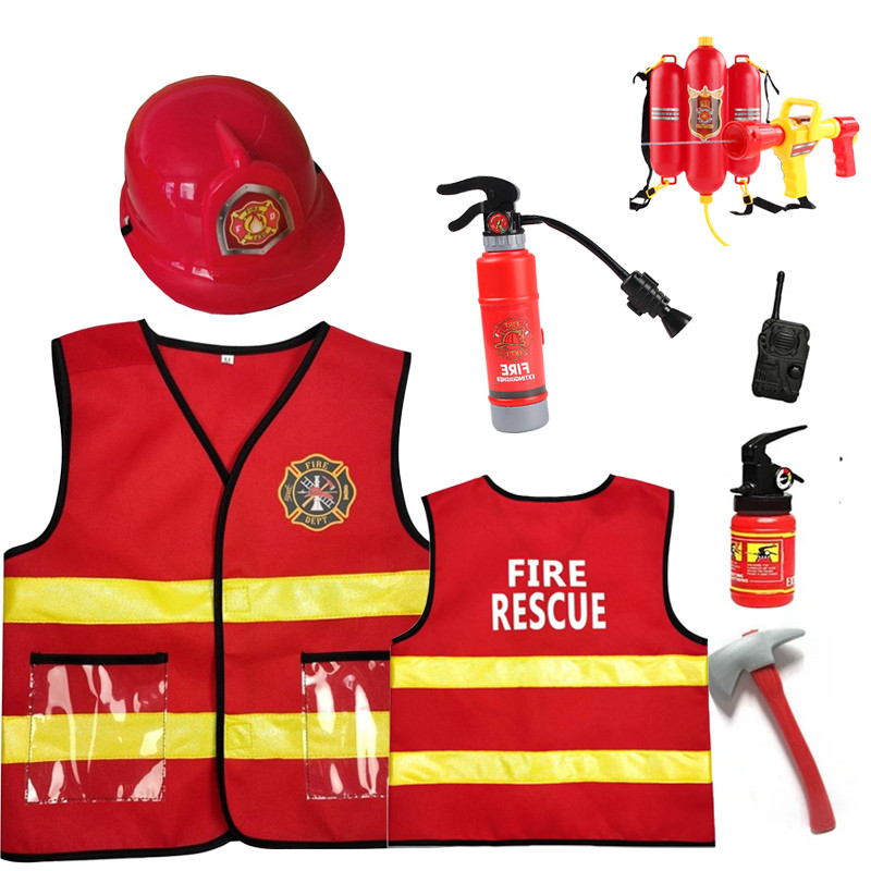 Firefighter Costume for Kids Boy Cosplay Little Fireman Firemen Cosplay ...