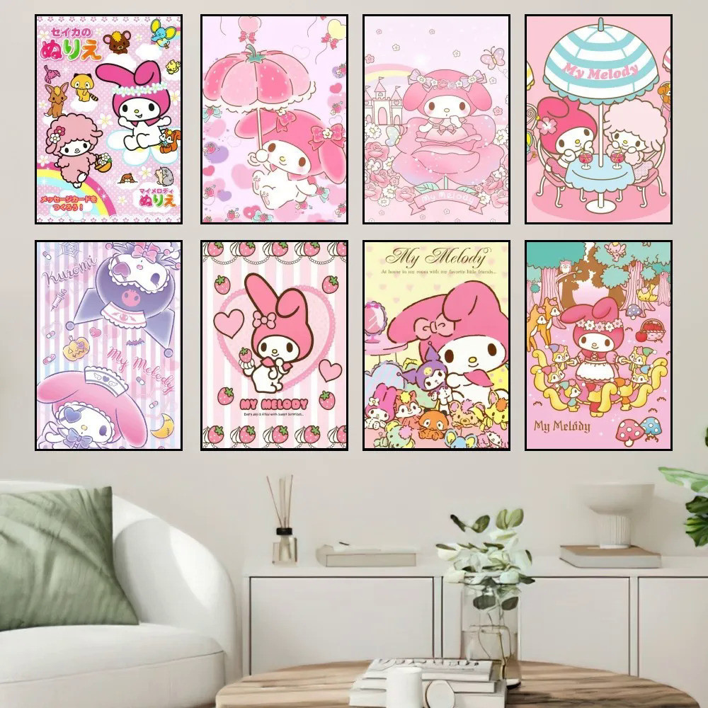 MINISO Sanrio Cute My Melody Poster Prints Wall Painting Bedroom Living ...