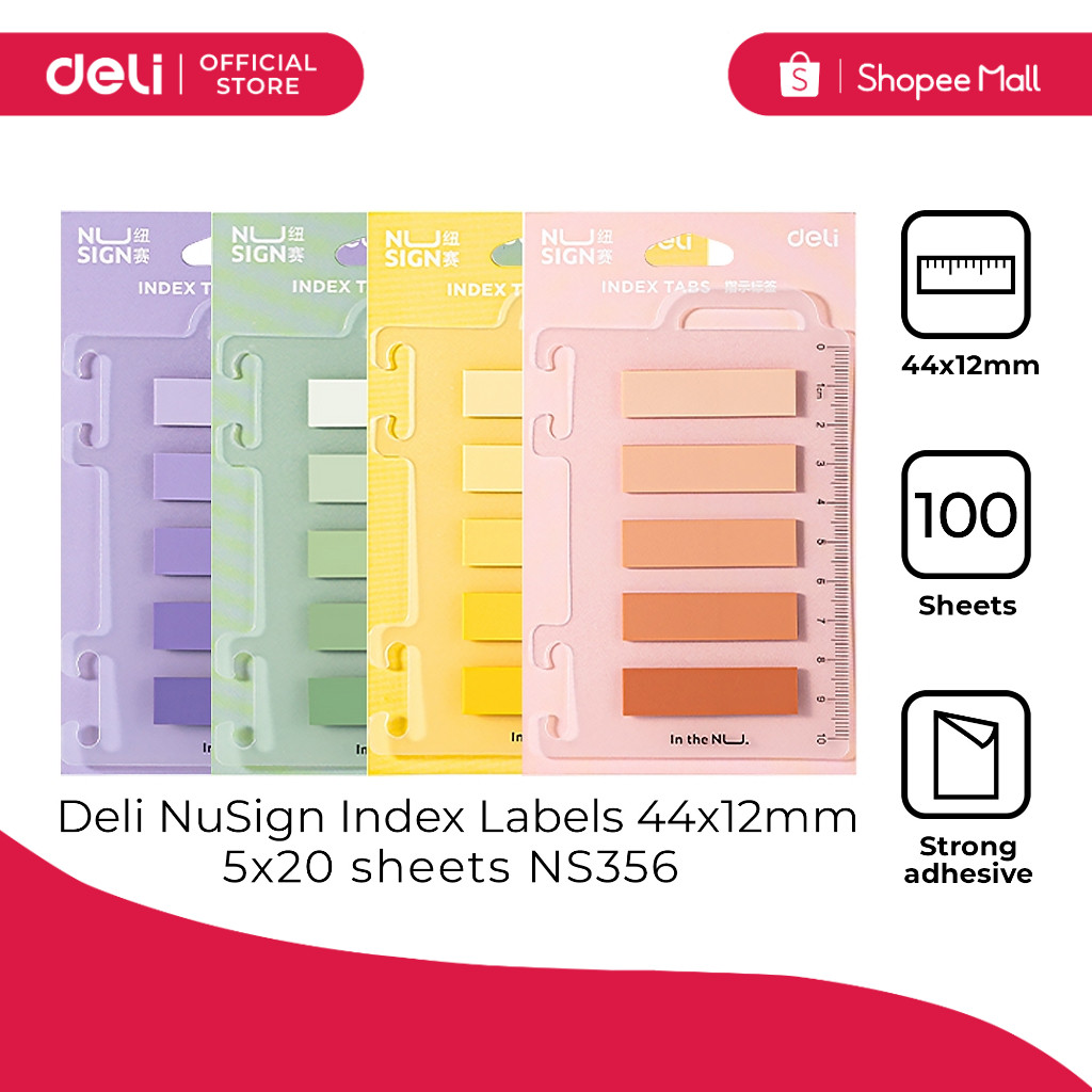 Deli NS356 NuSign Index Labels 12x44mm 5x20 Sheets | Shopee Philippines