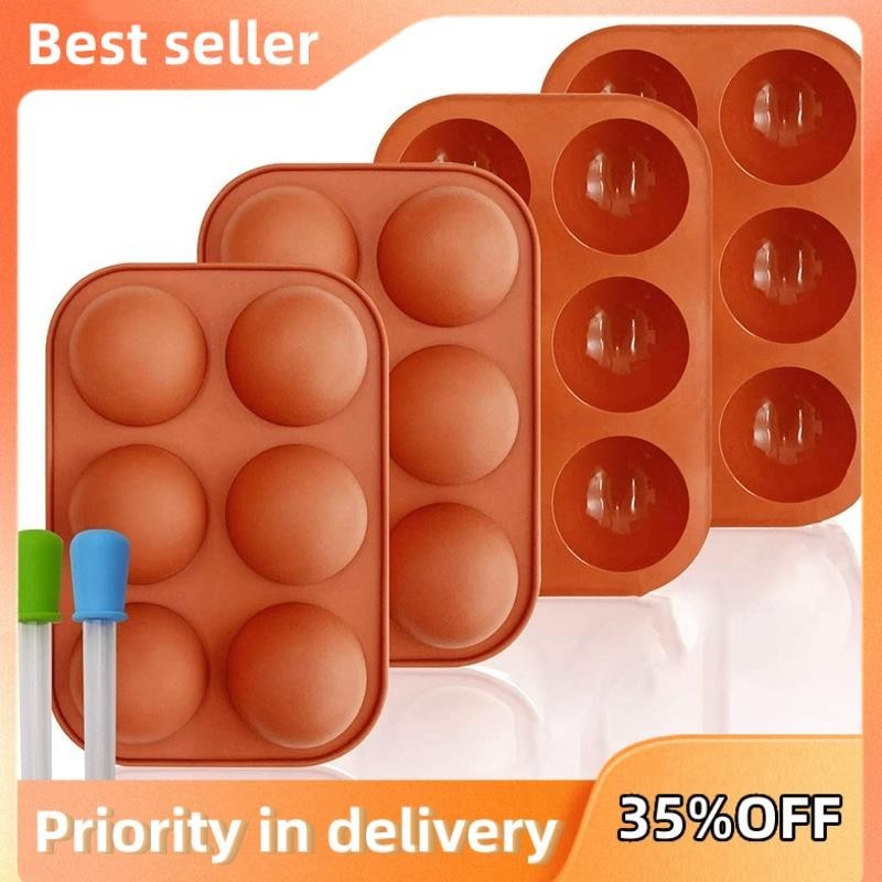 Silicone Molds, Chocolate Molds with 6 Semi Sphere Jelly Holes, 4 Pack ...