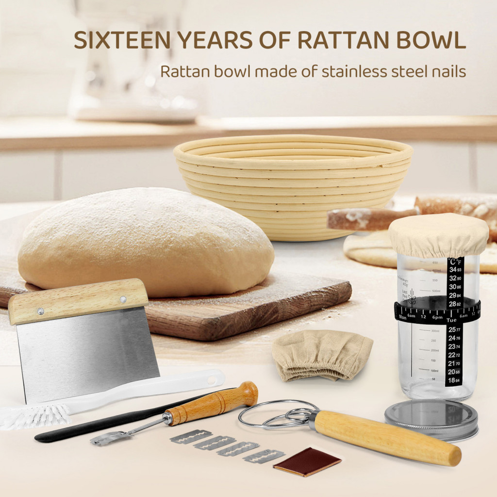 Sourdough Bread Making Kit Rattan Sourdough Basket Sourdough Starter Kit for Easy Bread Baking ...