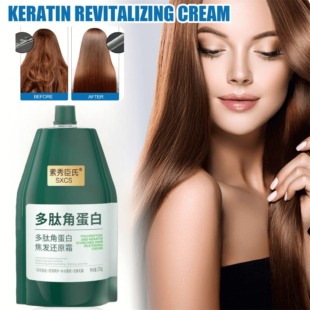 Keratin peptides nourish permed and dyed damaged hair to restore ...