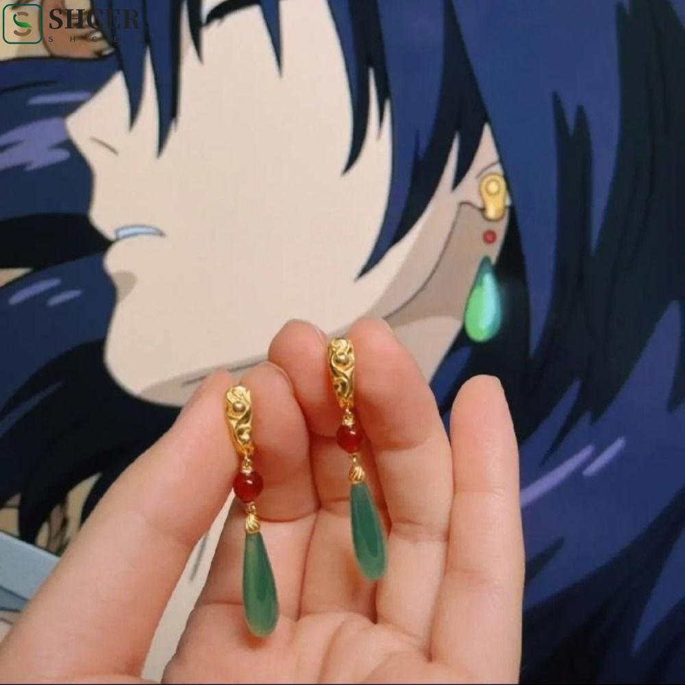 SHCER Anime Earrings, Alloy Green Anime Cosplay Props, Howl's Moving ...
