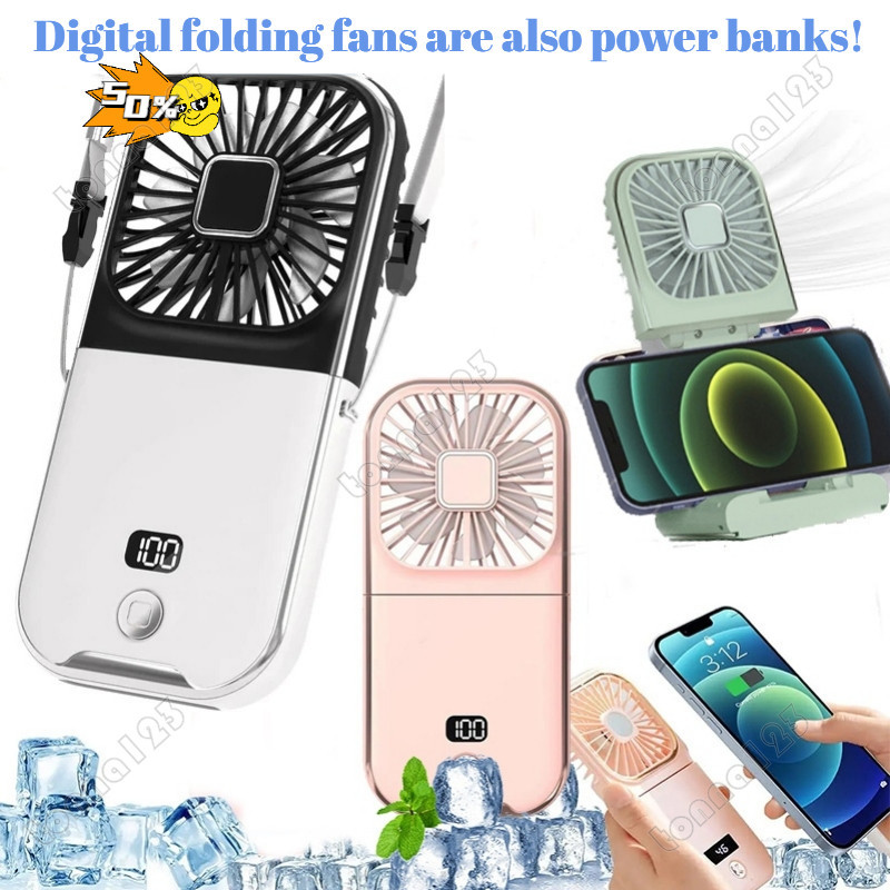 Hanging neck fan 5 in1 Portable Fan Power bank fan 5000mAh 4 Gear ...