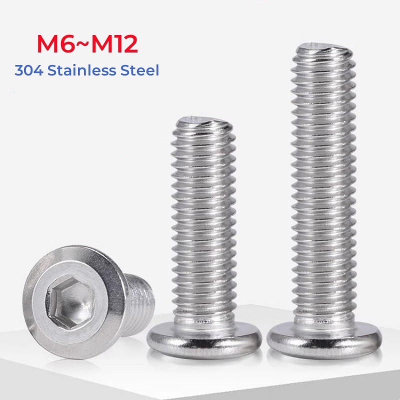 304 Stainless Steel Chamfered Hexagon Beveled Flat Round Head Internal ...