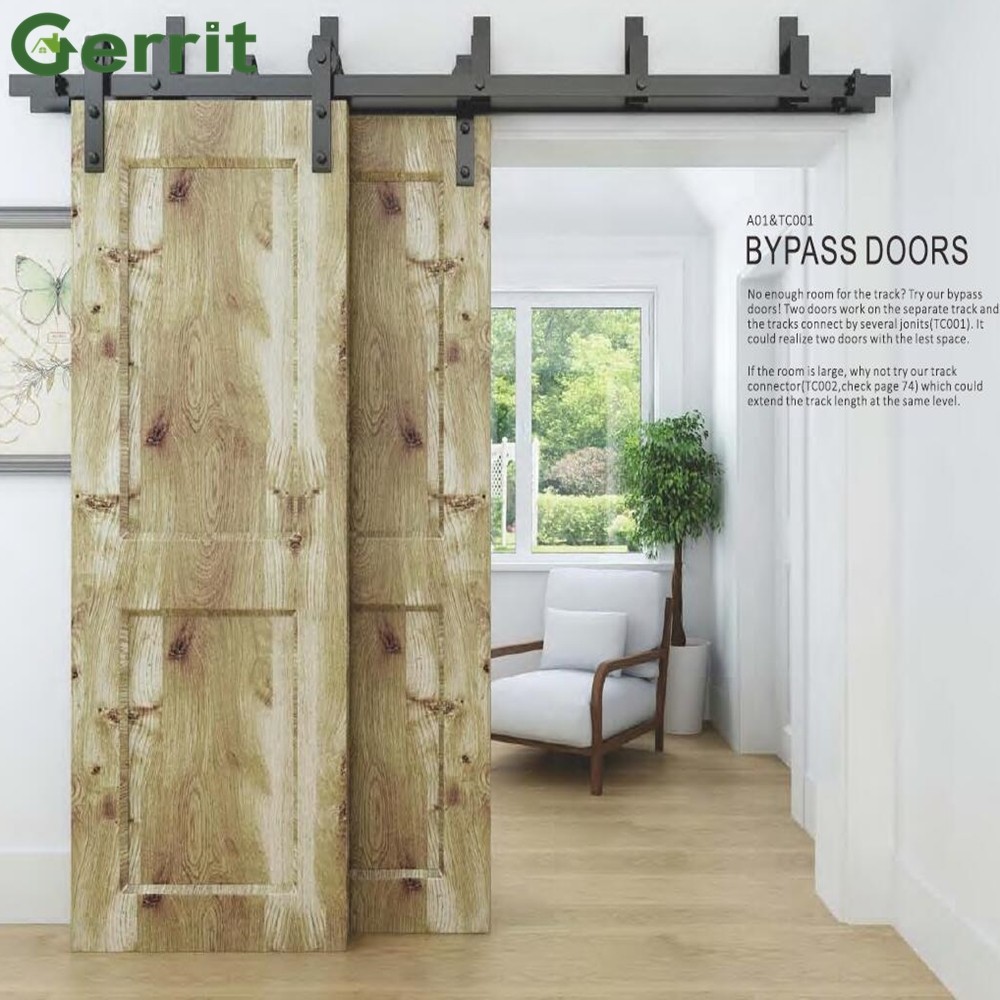 Carbon Steel Rustic Black Barn Sliding Door Hardware Bypass Track ...