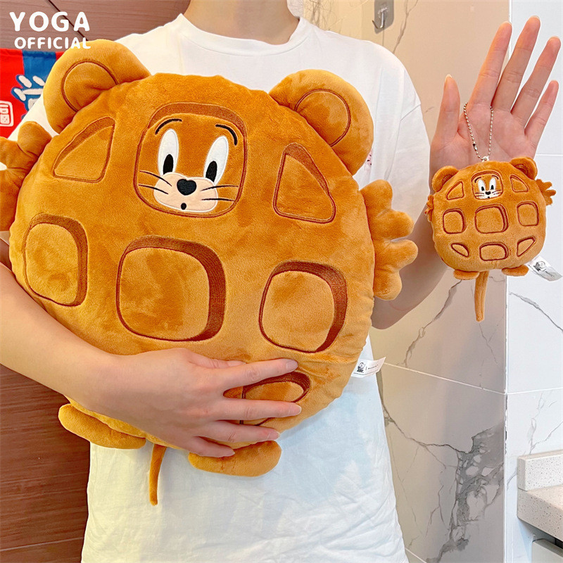 Tom and Jerry waffle shape plush doll pillow pendant cute Jerry mouse ...