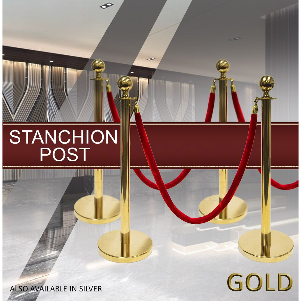 Hotel STANCHION SET Railing Stand Crowd Control SET(2 POLES + 1 ROPE ...