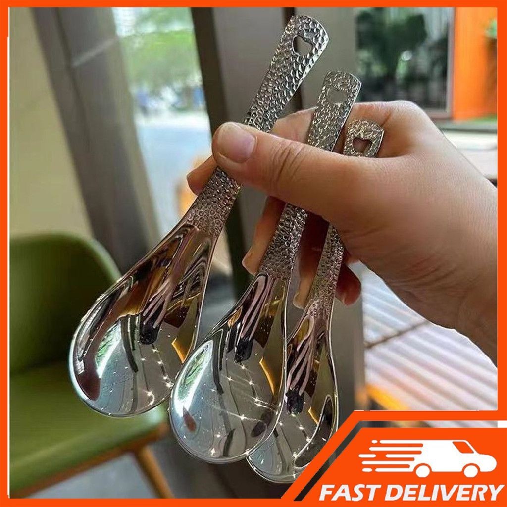 【top1store】 304 Stainless Steel Food Grade Round Soup Spoons/ High ...