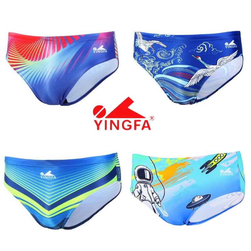 YINGFA 2023 New Men Swimming Briefs Professional Tight Swim Trunks Boys Waterproof Quick Dry ...