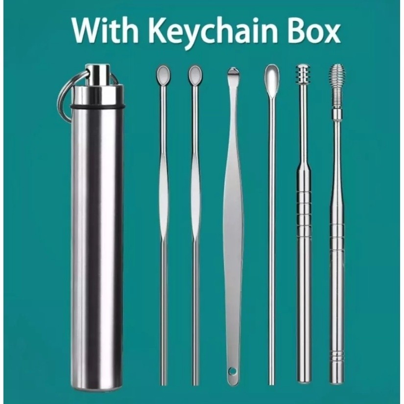 5Pcs/Set Silver Stainless Steel Ear Spring Screw Dig Ear Clean Ear Pick ...