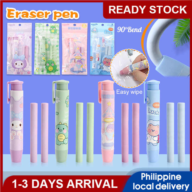 Eraser Retractable Pressable Eraser Pen Cute Style Creative Eraser ...