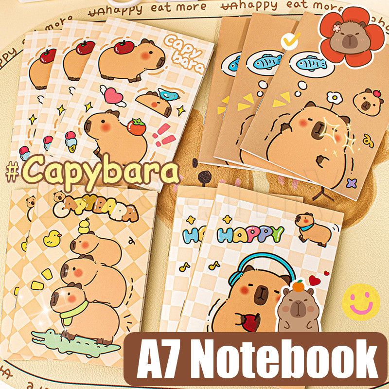 4Pcs Cartoon Capybara A7 Notebook - Student Portable Memo Diary Book ...