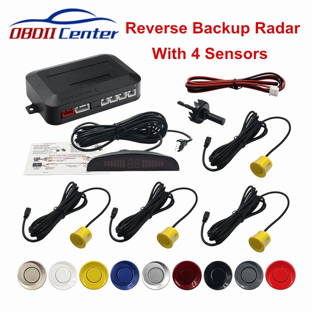 RR+`LED Display Auto Parking Sensors Car Back Up Radar Detector 4 ...
