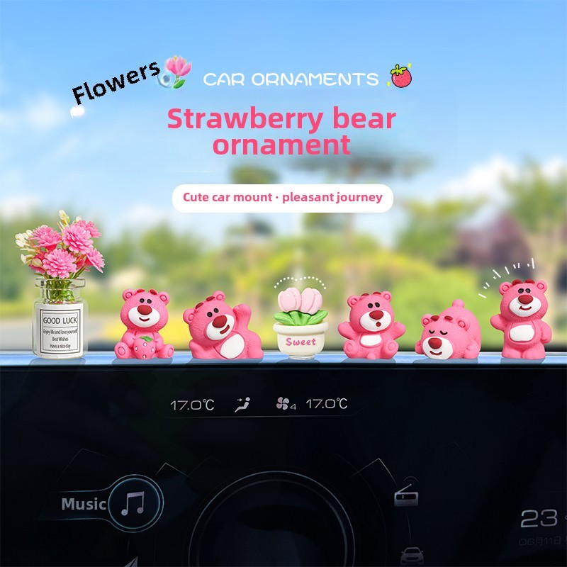 Cute Strawberry Bear Car Decor123 - Girls Creative Dashboard Ornament25 ...