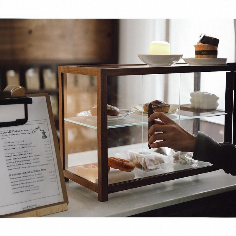 Vintage North American Black Walnut Solid Wood Glass Bread Display ...
