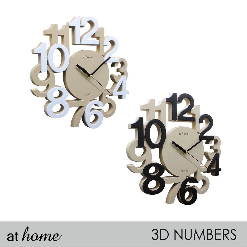 At Home Clock Rudolph Stylish Silent Analog Wall Clock Embossed Numbers ...