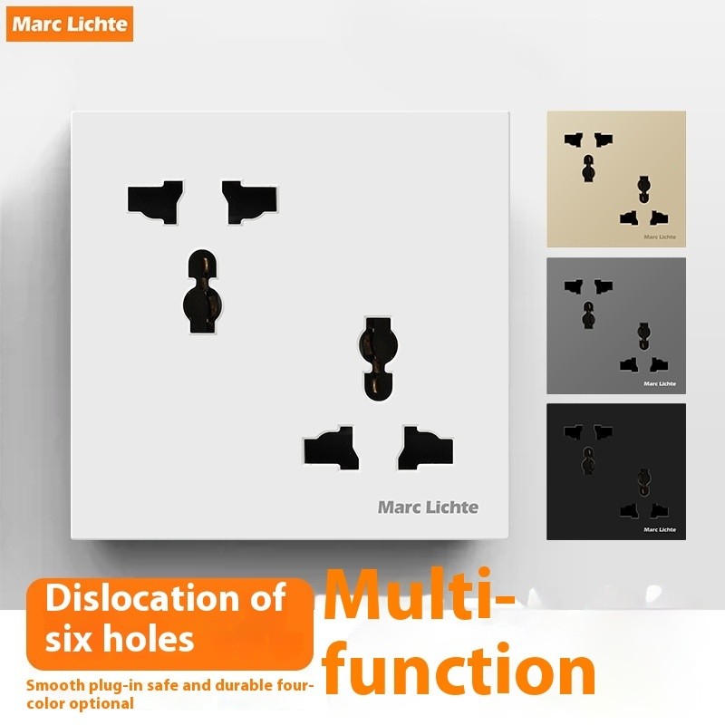 86 Type Household Concealed Wall Dislocation Six-Hole Socket Double 10a ...