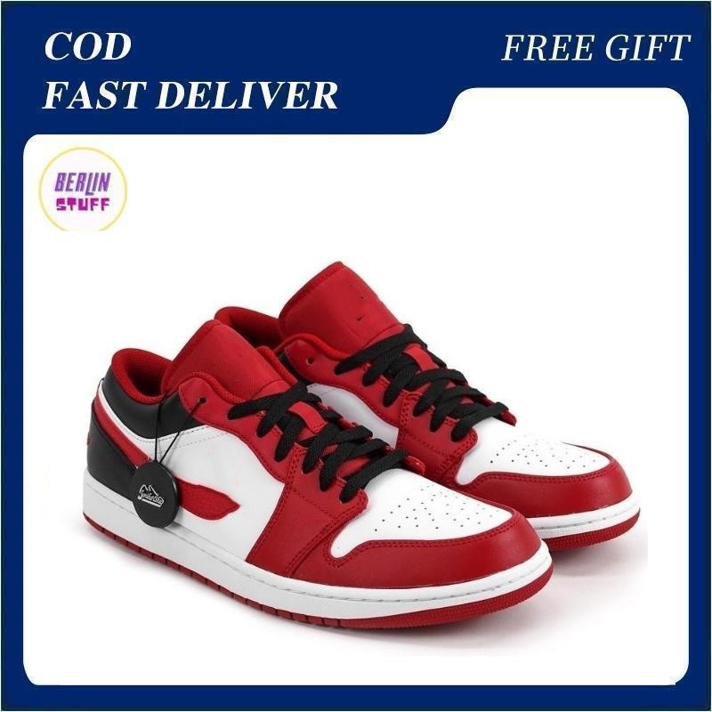 Low cut Bulls red black 1 sport shoes for men | Shopee Philippines