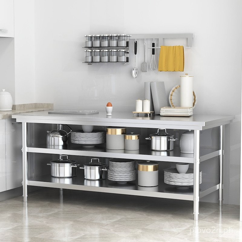 Thickened Stainless Steel Workbench Three-Layer Packing Table Kitchen ...