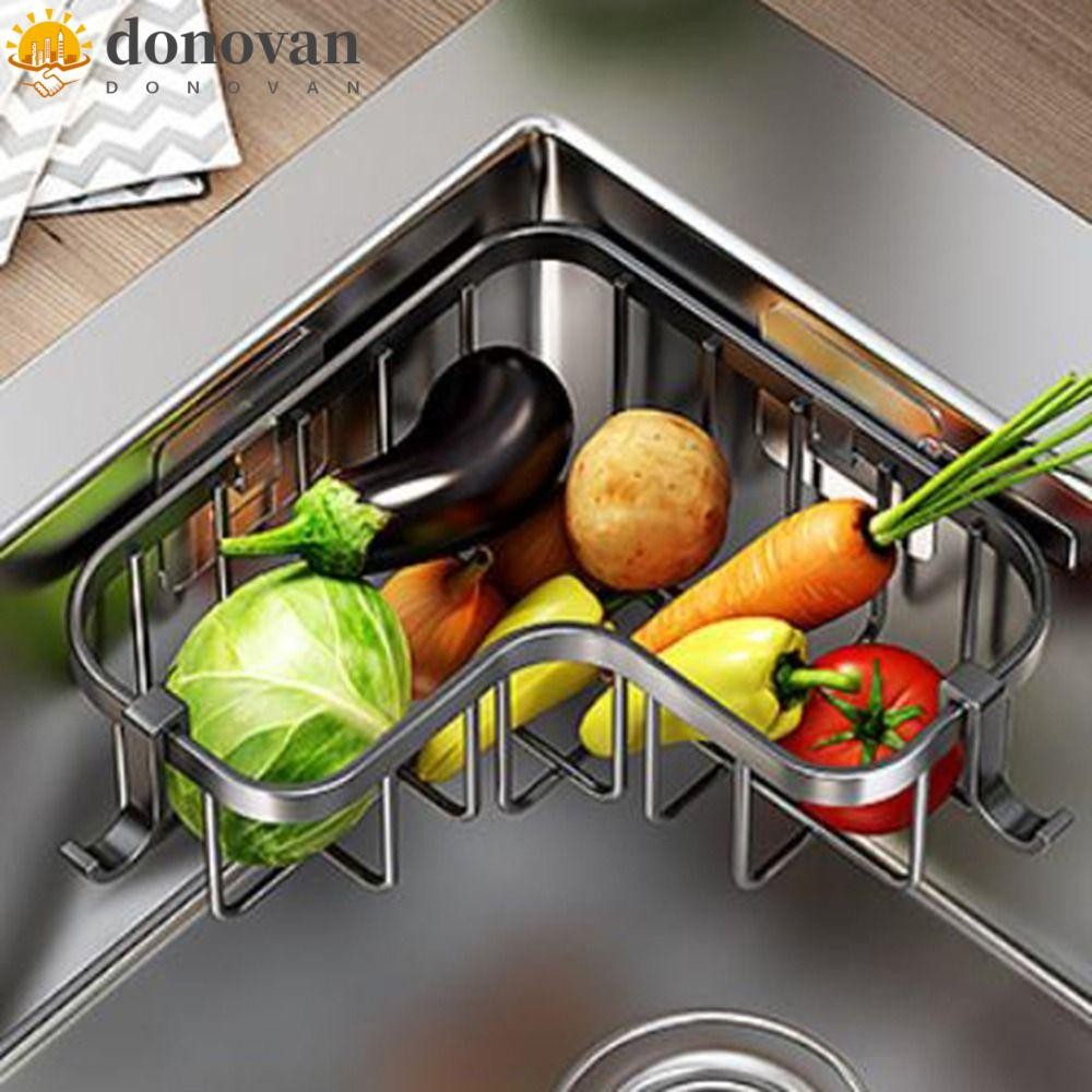 DONOVAN Sink Drain Rack, Carbon Steel No-Punching Corner Dishcloth ...