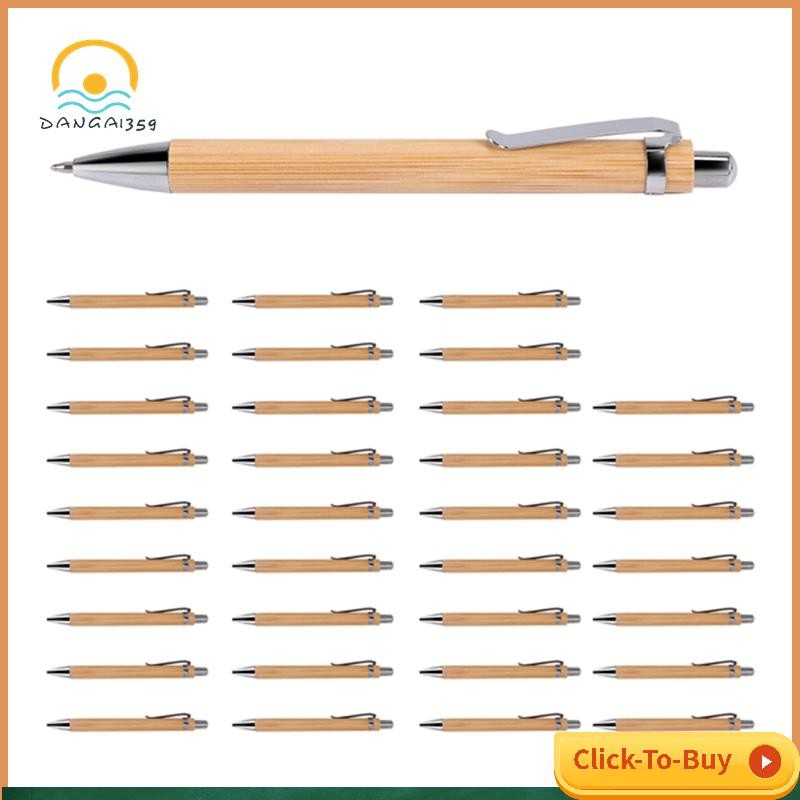 【Dangai359】35 Pcs Office and School Supplies Sustainable Pen Bamboo Retractable Ballpoint Pen ...