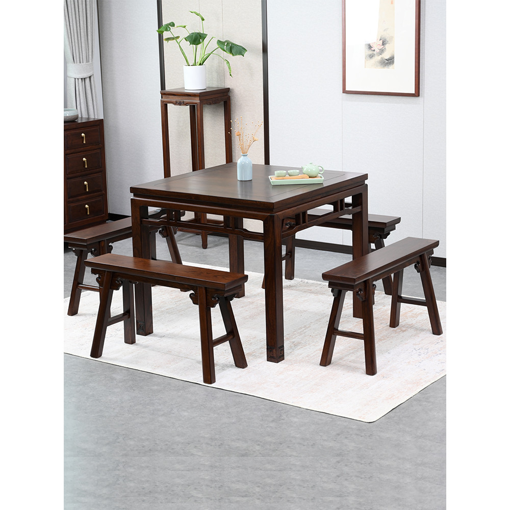 Old Elm Eight Immortals Table Antique Long Bench All Solid Wood Square ...