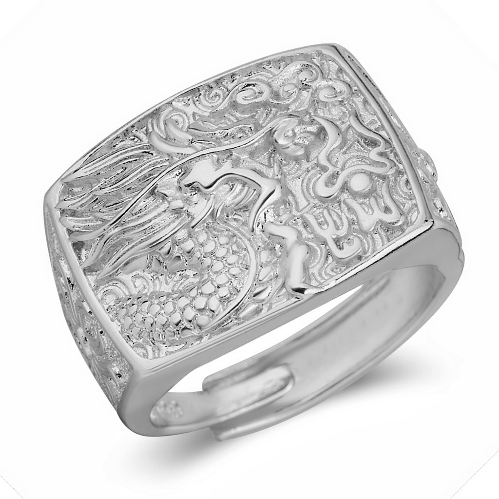 S925 sterling silver domineering dragon adjustable ring, three ...