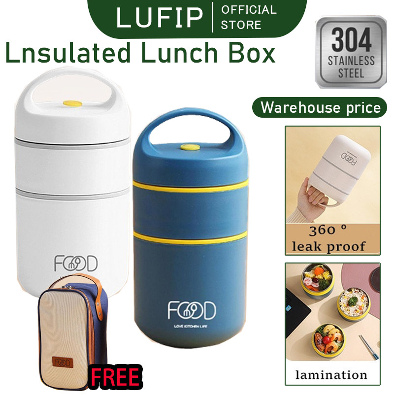 2 Layer Vacuum Thermal Lunch Box Insulated Lunch Bag Soup Bentgo Lunch ...