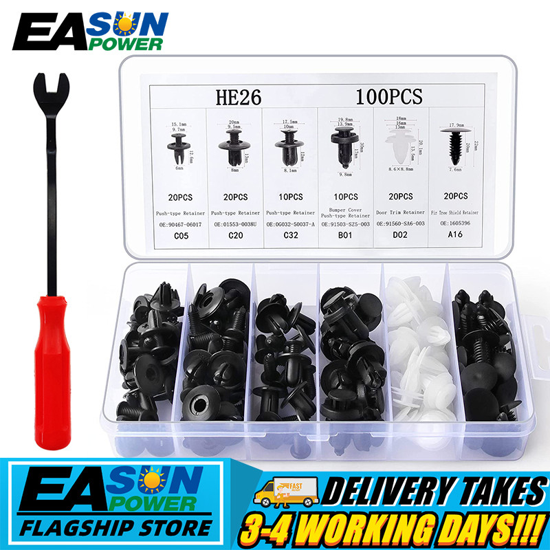 100pcs Automotive Plastic Fastener Clips Bumper Panel Fixing Clips ...