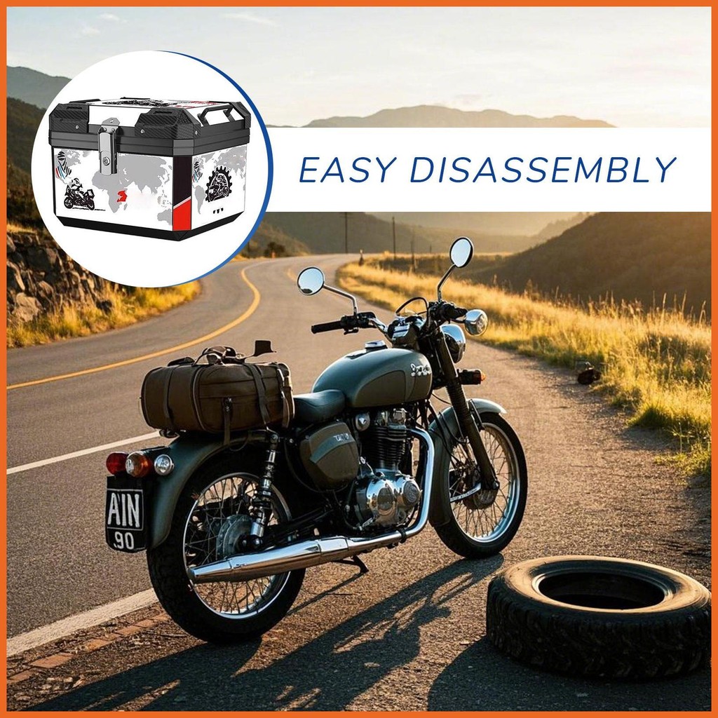 Motorcycle Top Box Waterproof Storage Trunk Rear Box Dustproof 45L ...