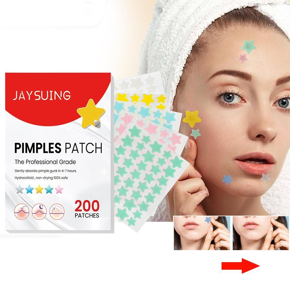 200pcs Star Shape Pimple Patches Colorful Hydrocolloid Pimple Healing ...