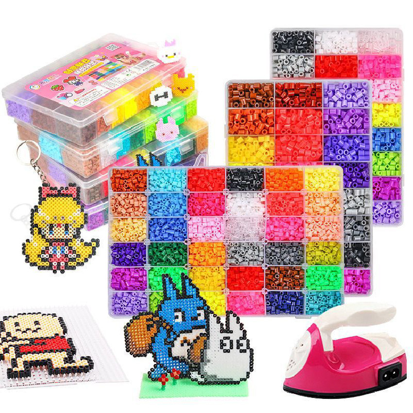 DIY Perler Beads Set Fuse Beads 1500/3600Pcs+Free 2000Pcs Multi-Colors ...
