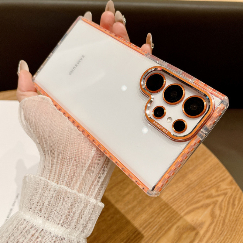 Luxury Colorful Frame Transparent Case With Glass Lens Protector For ...