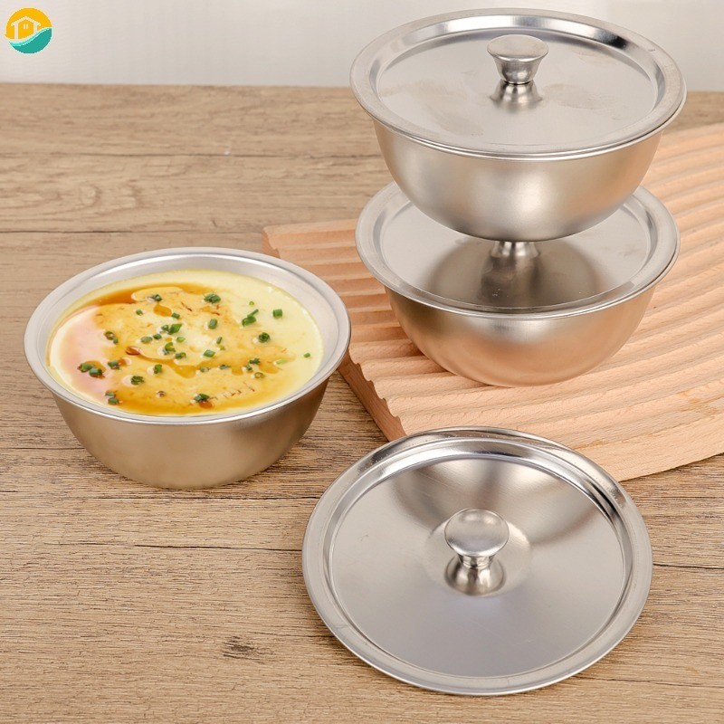 Stainless Steel Steamed Egg Bowl Rice Fruit Salad Stew Bowls With Lids ...