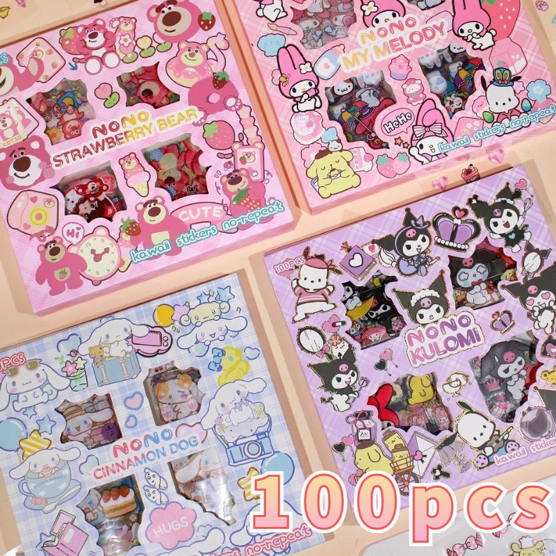 100pcs Cute Kawaii Sanrio Kuromi Sticker School Student Decoration ...