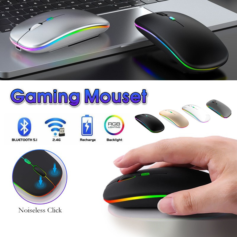 Rechargeable Charging Luminous 2.4G Bluetooth Mouse Ultra-Thin Silent ...
