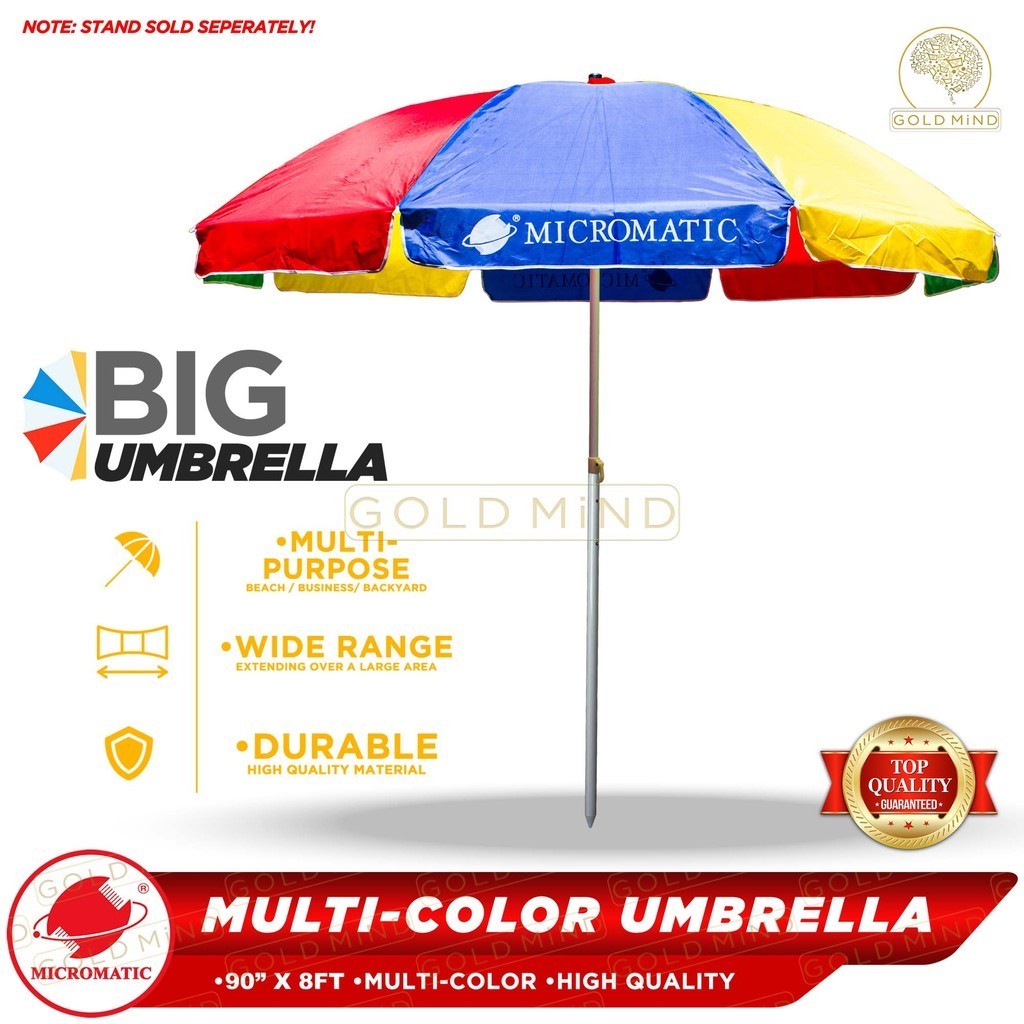 Micromatic Round Beach Umbrella Multicolo 90 Inch X 8 Ft Height - Gold ...