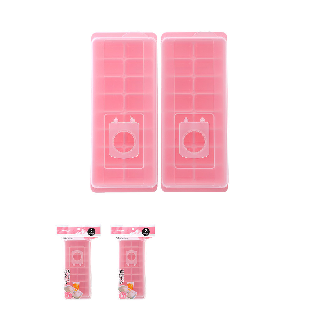 MINISO 16-Compartment Ice Cube Tray 2 Pack (Pink) | Shopee Philippines
