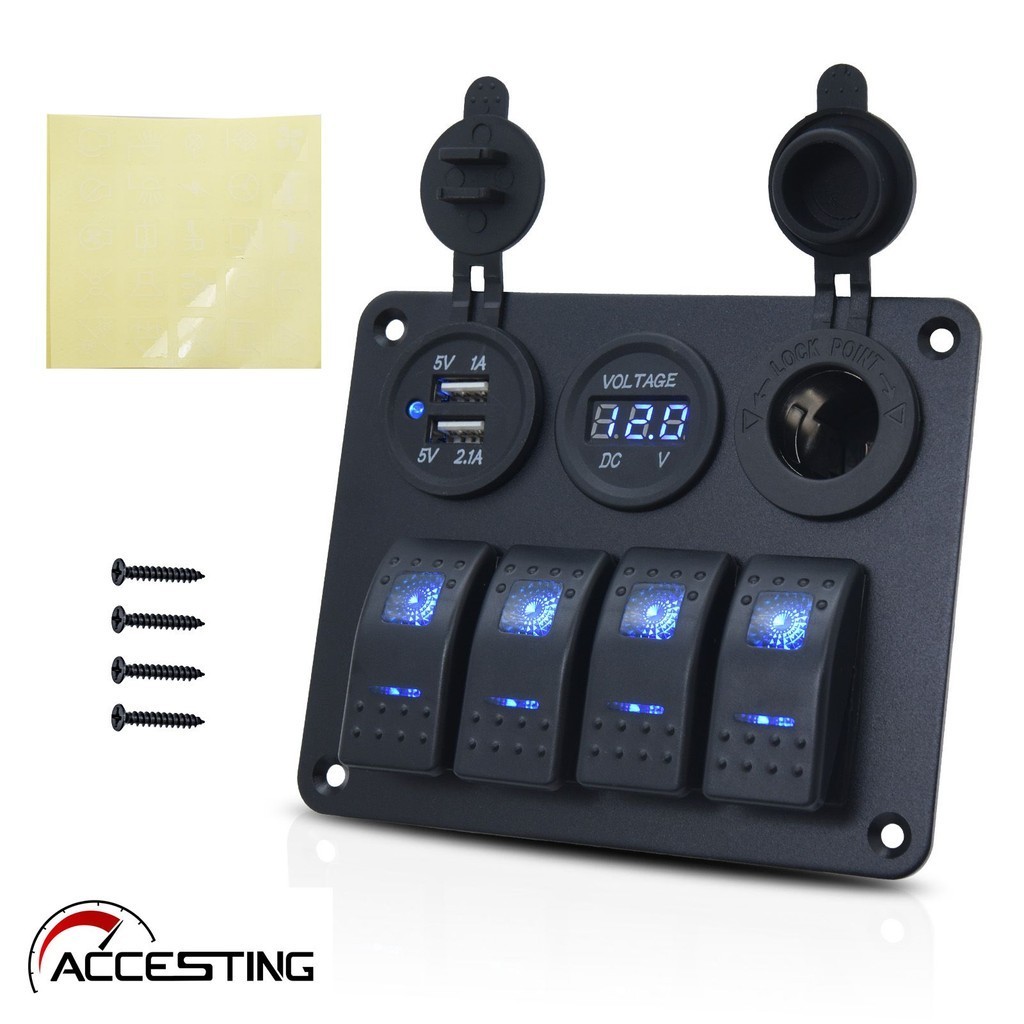 4 gang Marine switch panel Aluminum panel waterproof boat rocker switch ...