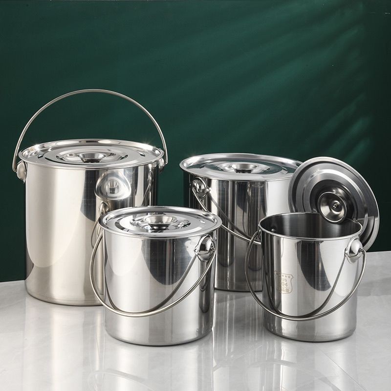 304 Stainless Steel Bucket Portable Household Barrel with Lid Oil ...