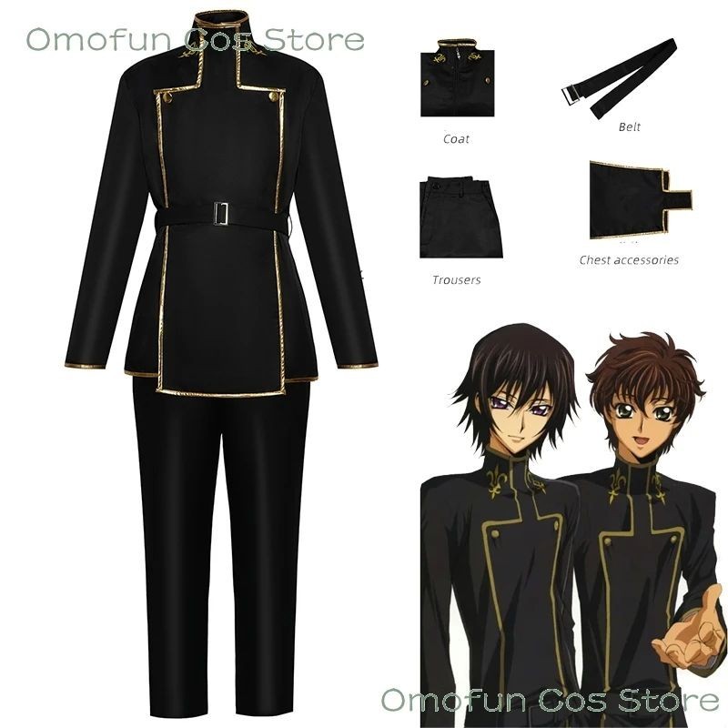 Code Lelouch Cosplay Costume Wig Geass vi Britannia Oufit Clothes Black ...