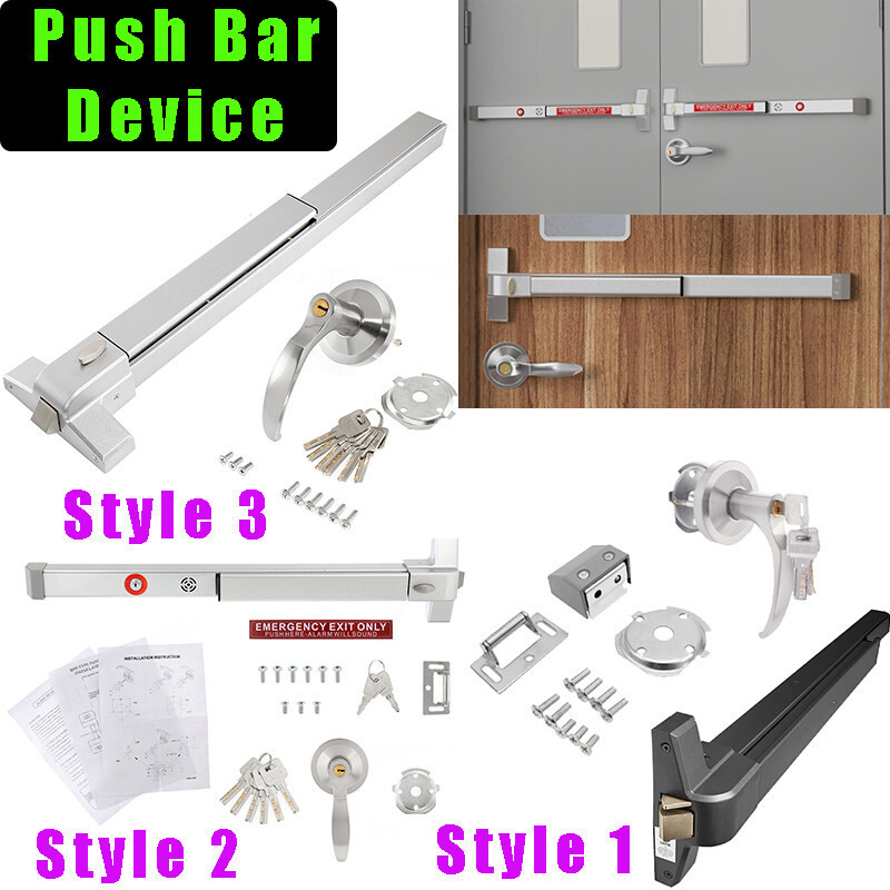 M★-Door Push Bar Panic Exit Device With Exterior Handle Lever ...