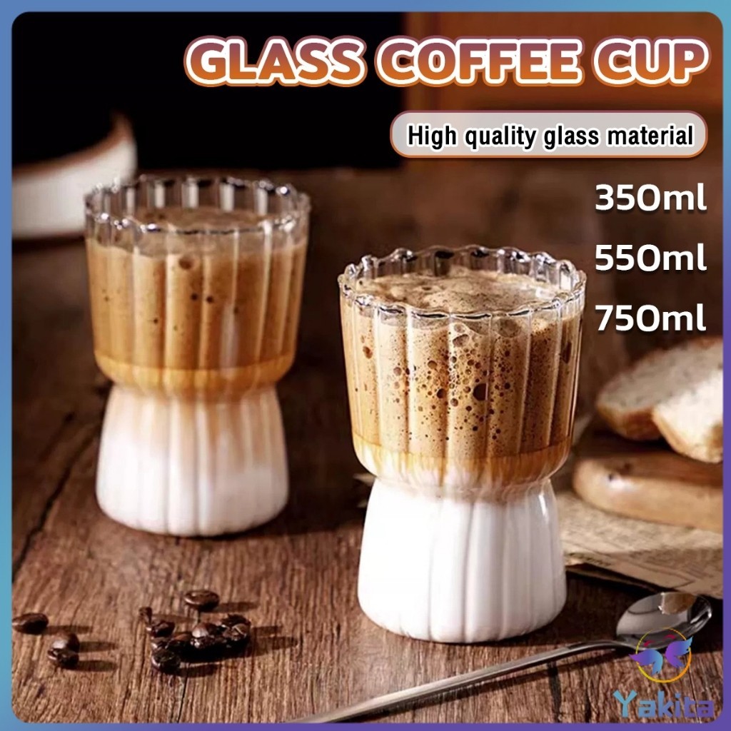 Yaki Striped Drinking Glass Cup Transparent Drinkware For Juice Coffee ...