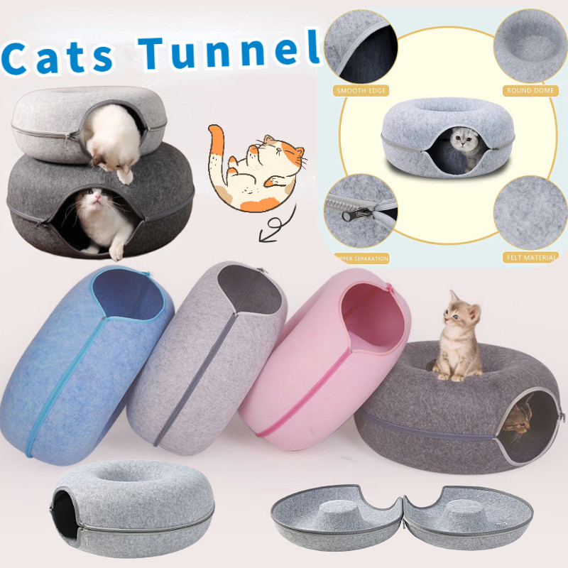 Cats Tunnel Interactive Play Toy Round Felt Four Seasons Available Cat ...