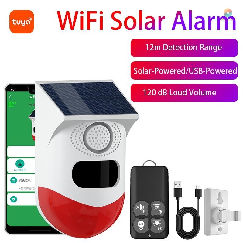 swmf Tuya WiFi Solar Powered Wireless Infrared Motion Sensor Detector ...
