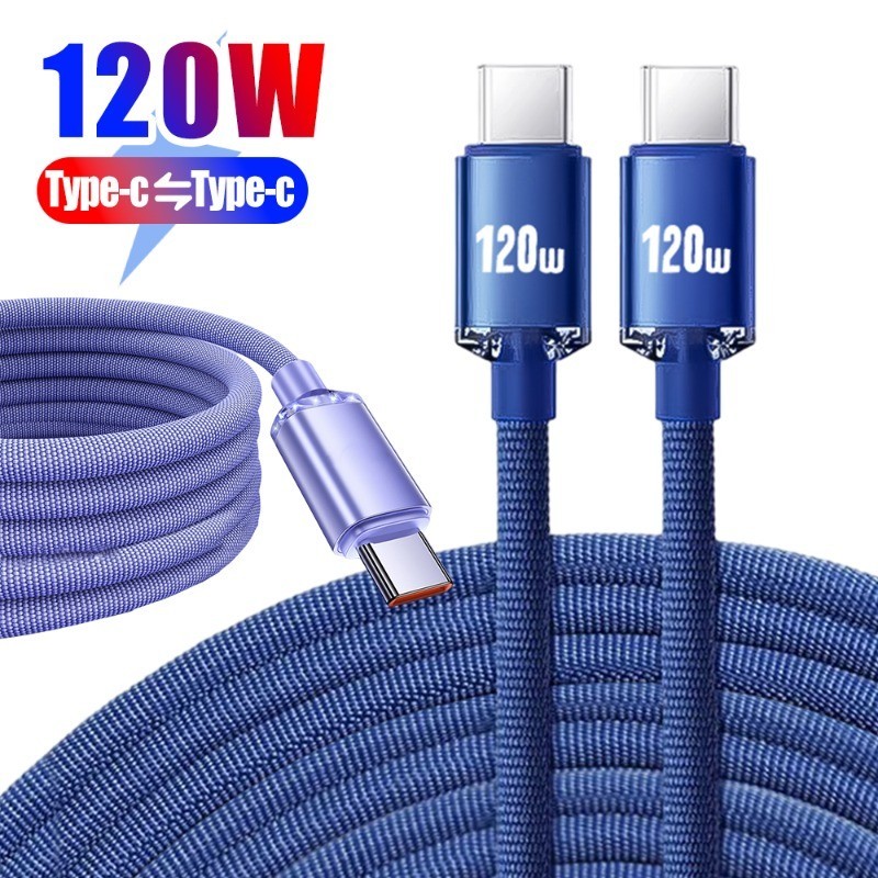 PD 120w Dual Type C Fast Charging Cord / Nylon Braided Unbreakable ...