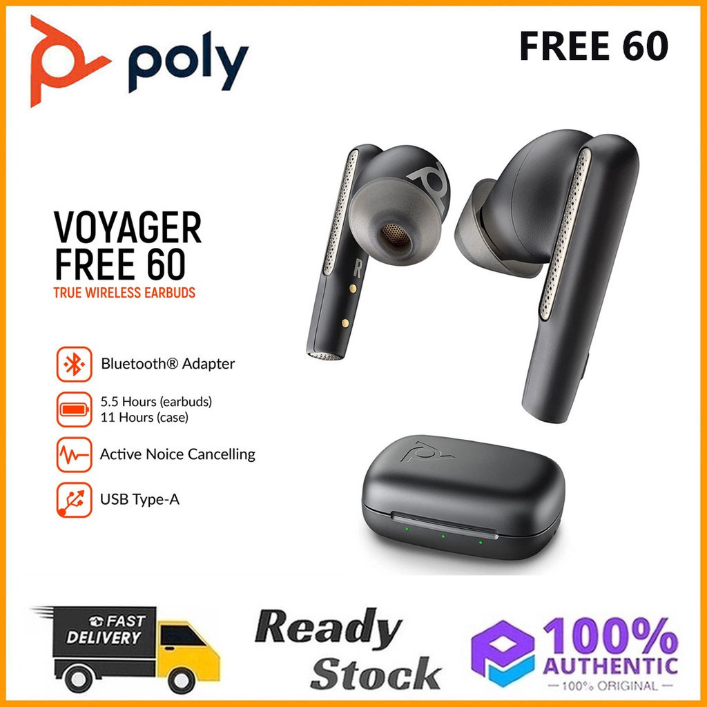 Original Poly Voyager Free 60 True Wireless Earbuds – Noise-Canceling ...