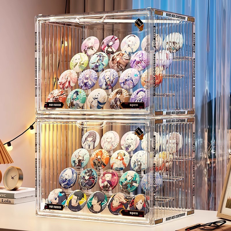 Badge Storage Box Ladder Display Stand Transparent Acrylic Badge Anime ...