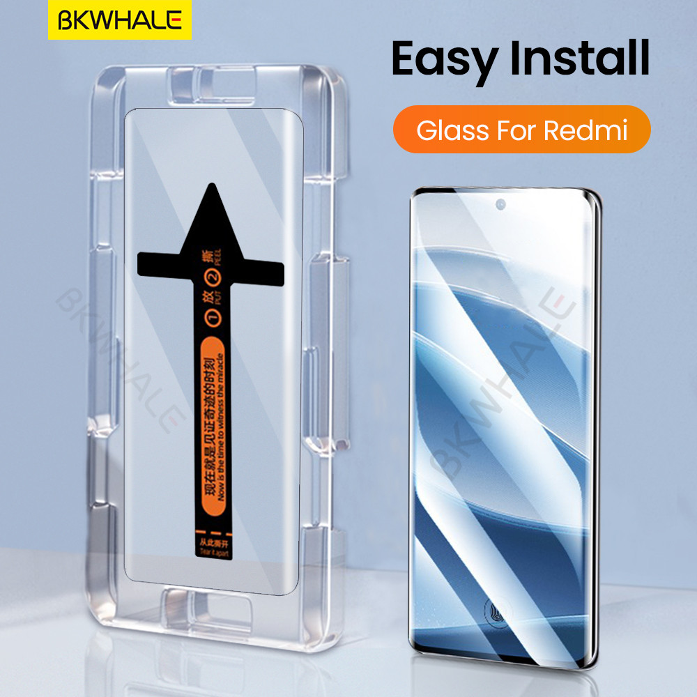 BKWHALE Easy Install Tempered Glass For Xiaomi Redmi Note14 Pro 14C 13 Note12 Note11 Note12S ...